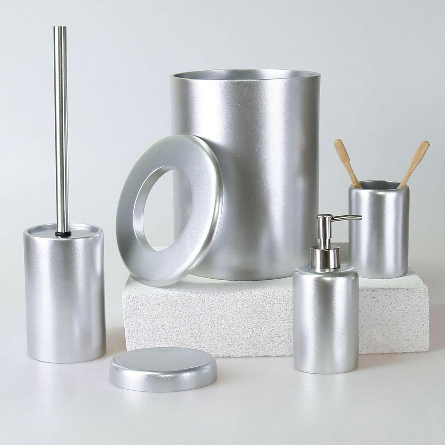 Lima Bathroom Accessory Set, Luxury Minimal Bath Decor, Resin Bath Set
